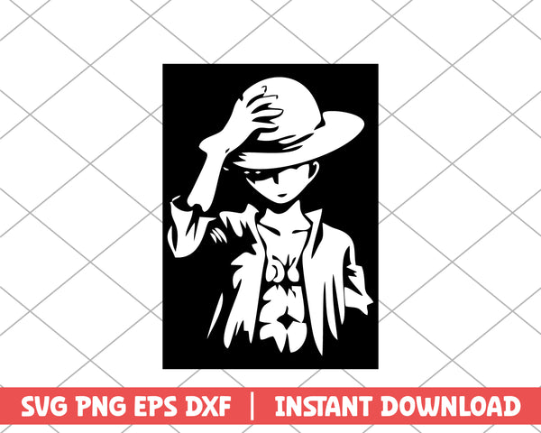 One piece monkey D.luffy black white anime svg – svg files for cricut
