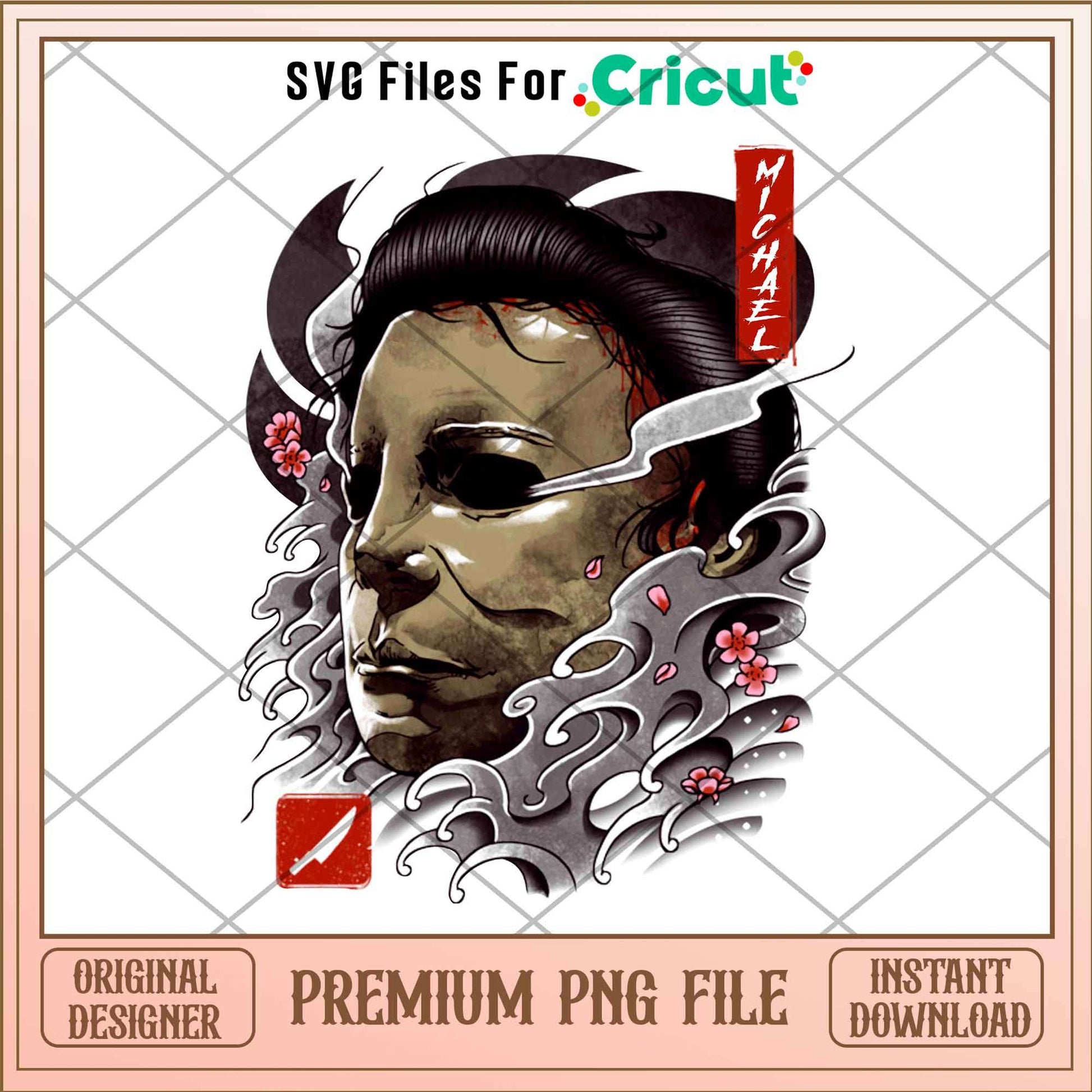 Oni Slasher Mask Cutting Board png, Horror characters png, Digital Dow ...