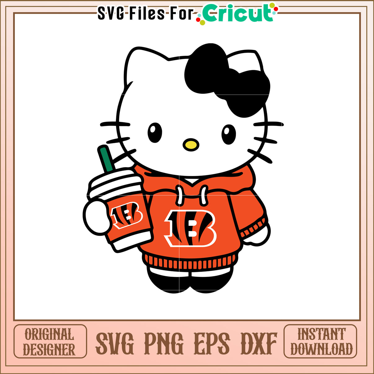 Option 1 (Focus on character) Hello Kitty Bengals SVG Design – svg ...