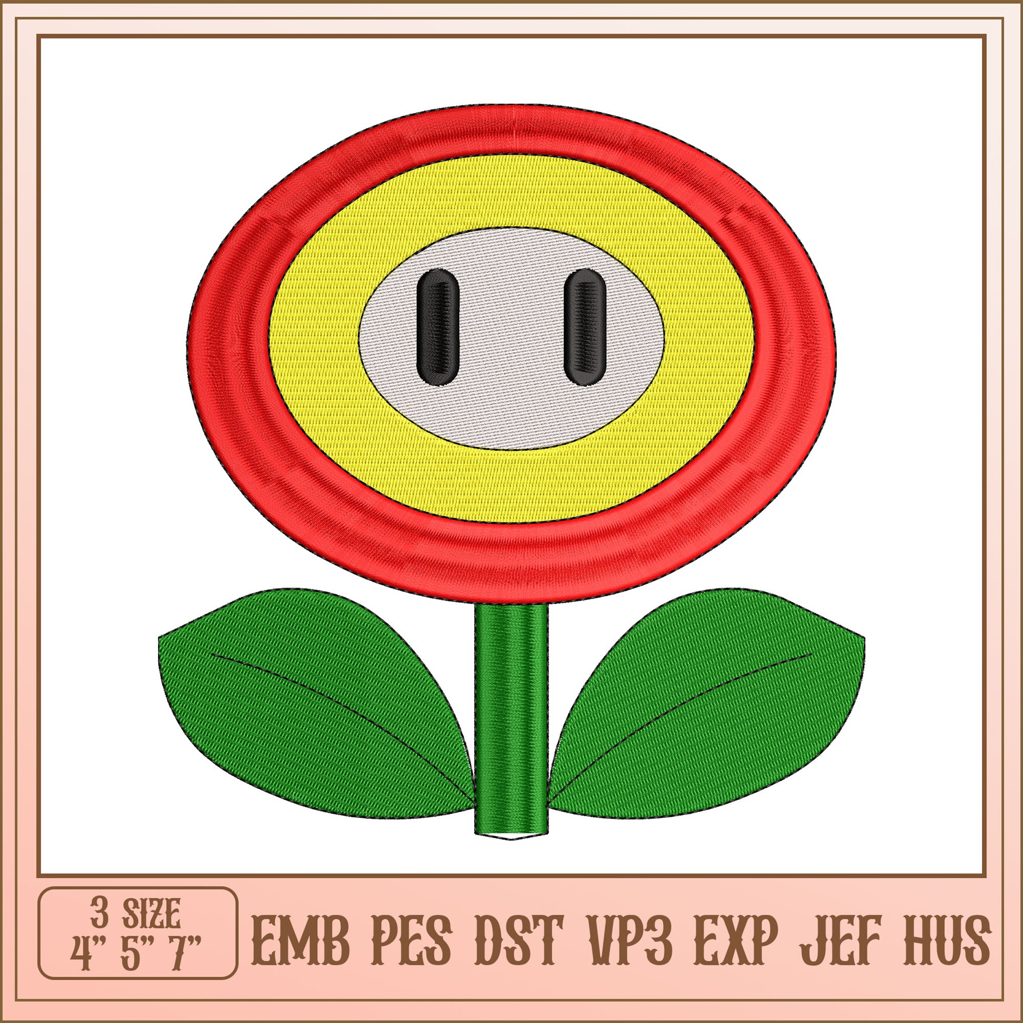 Option 1 (Focus on character) Super Mario Flower Embroidery Design ...