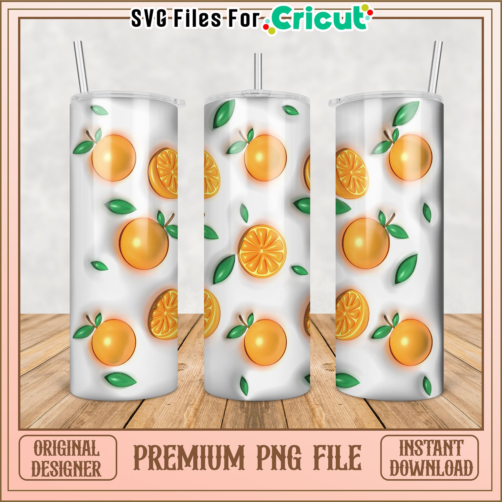 Orange Tumbler PNG Sublimation Design – svg files for cricut