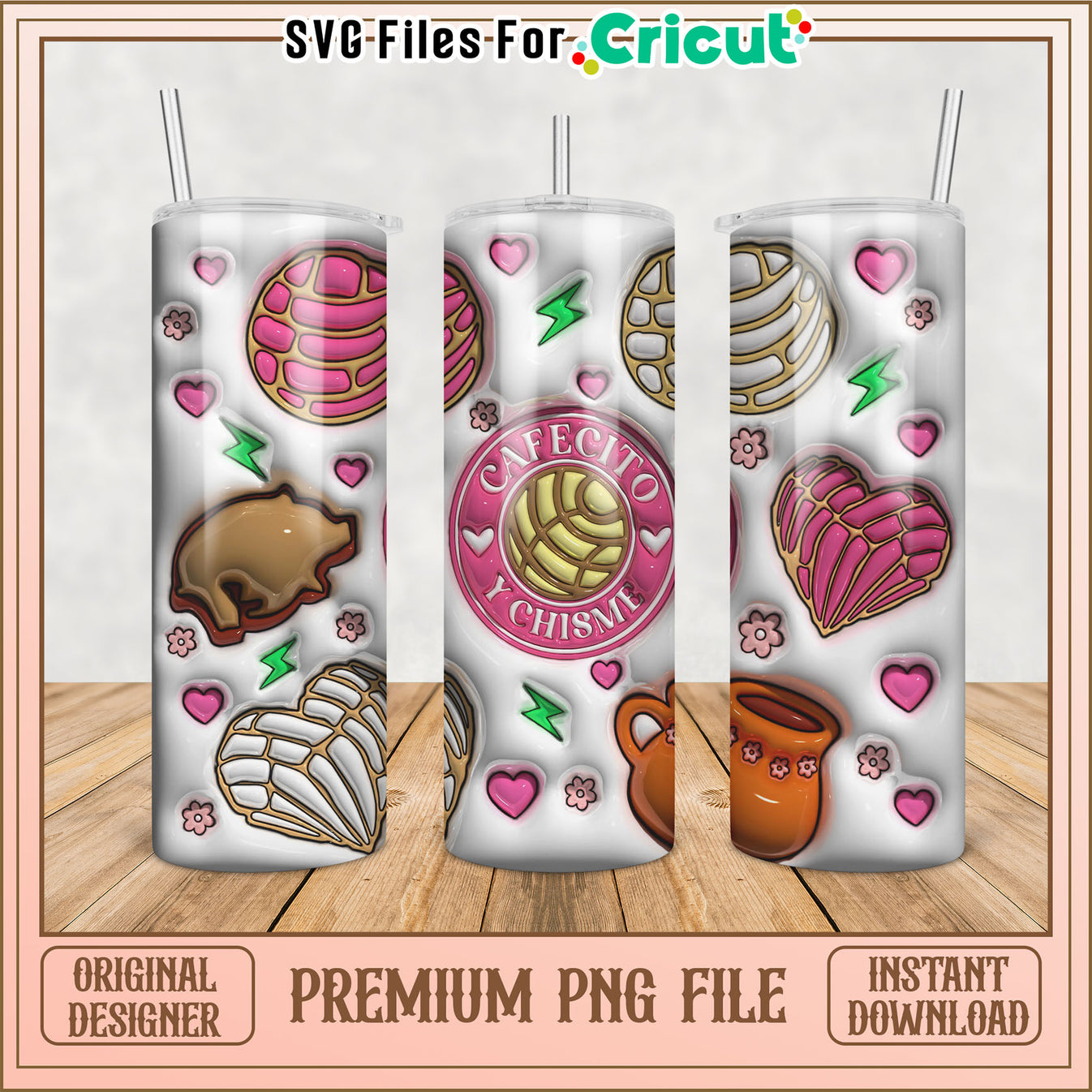 Pan Dulce Coffee Tumbler PNG Design – svg files for cricut