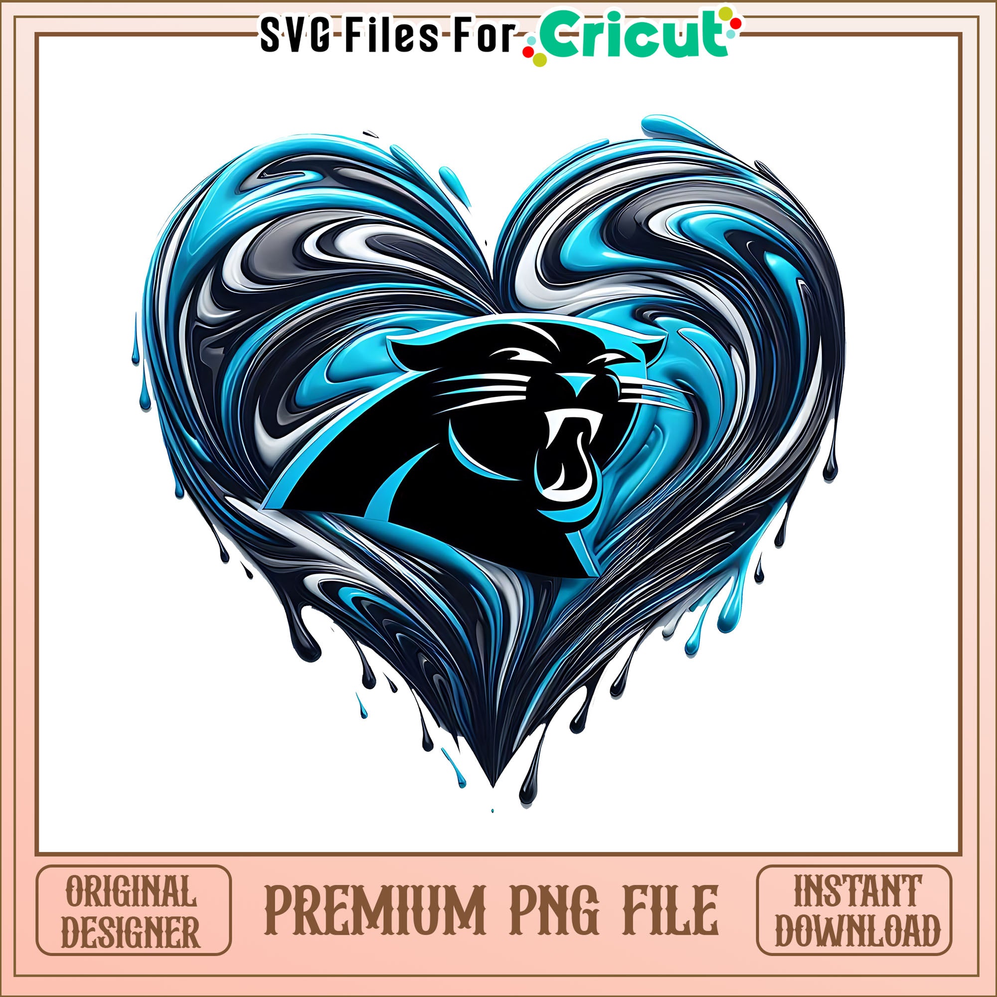 Panthers logo vintage heart png, Carolina Panthers png, NFL png – svg ...