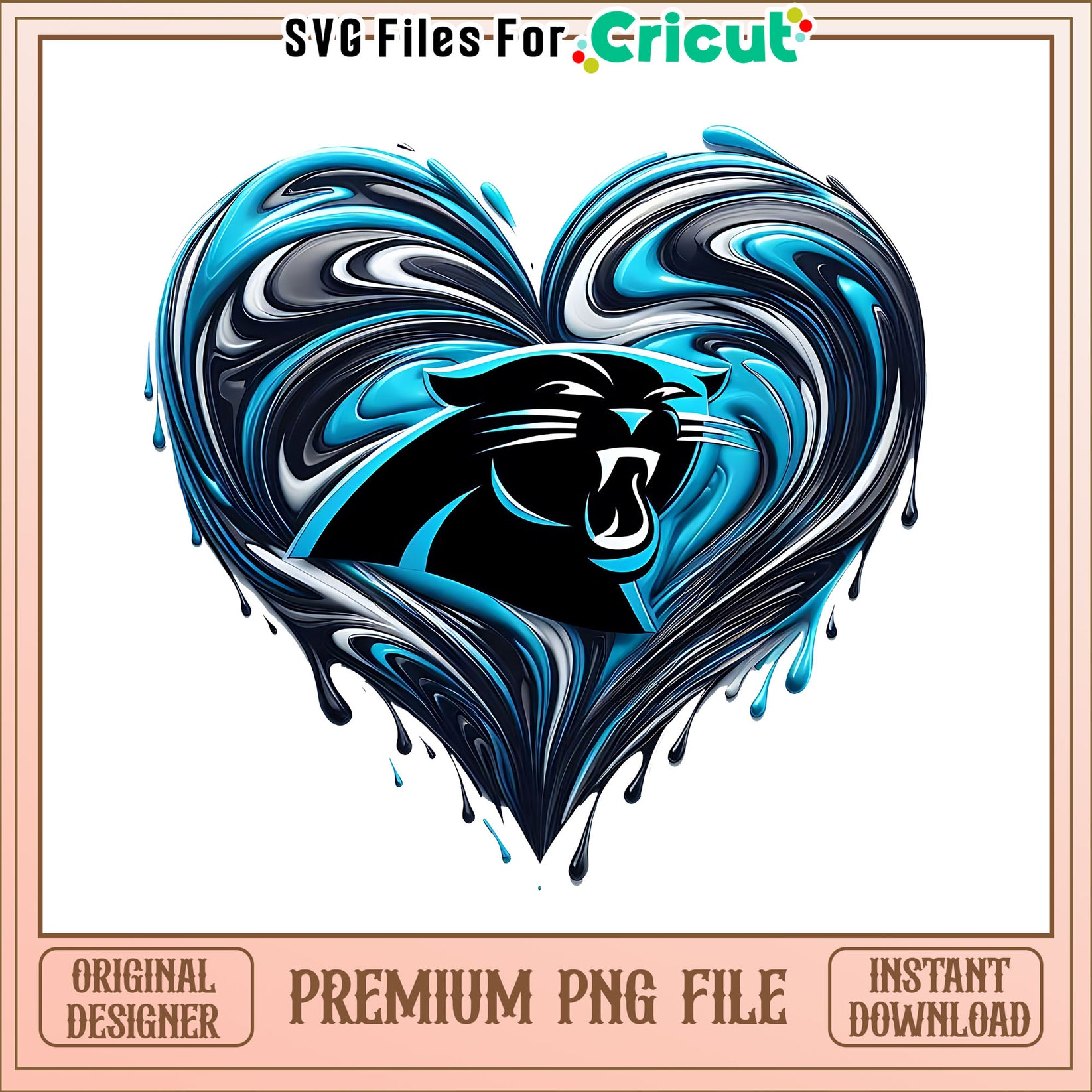 Panthers logo vintage heart png, Carolina Panthers png, NFL png – svg ...
