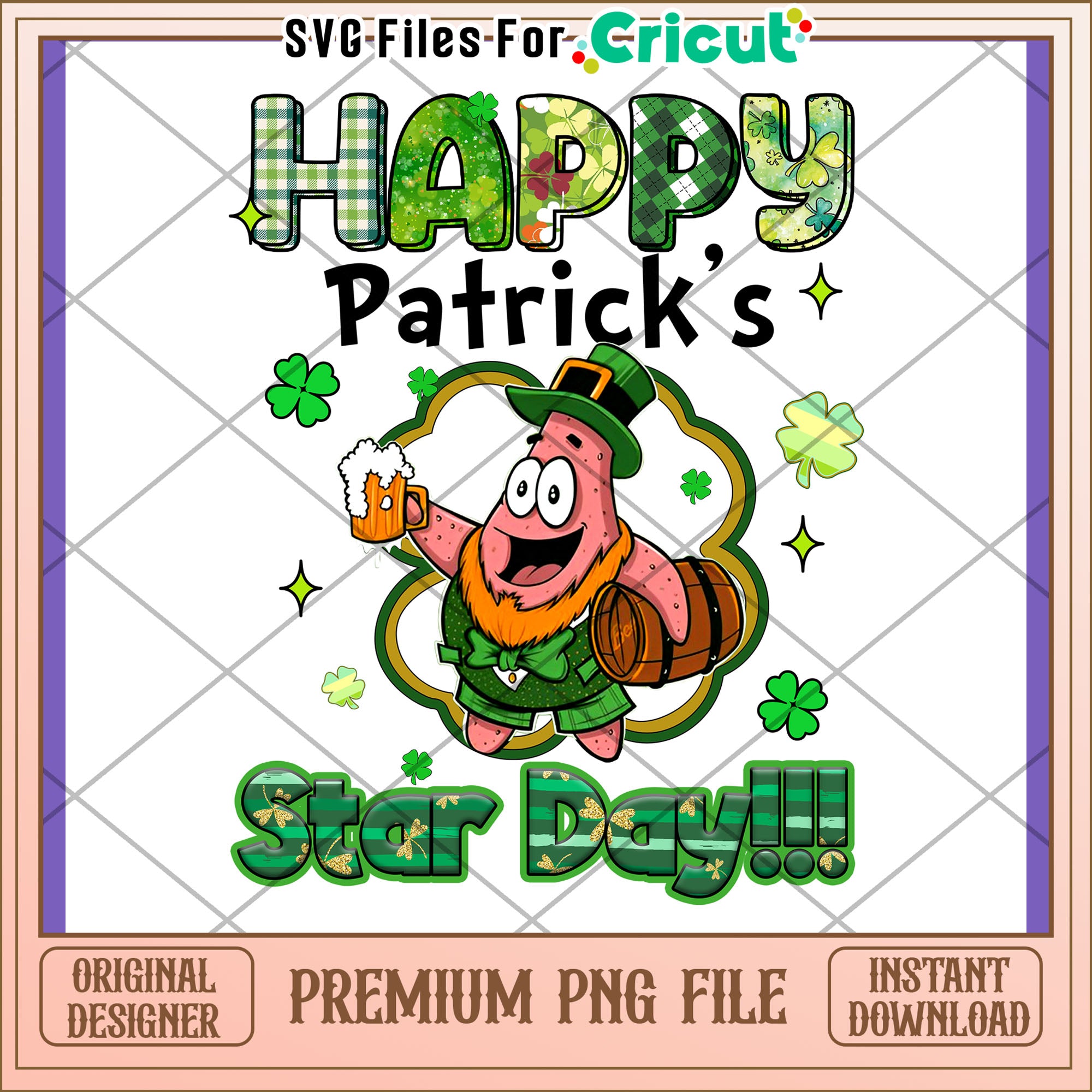 Patrick's Day PNG Patrick Star Design – svg files for cricut