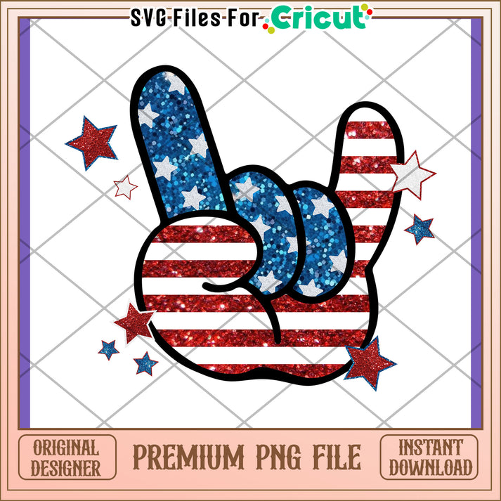 Patriotic Glitter Hand PNG Design – svg files for cricut