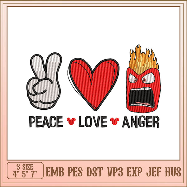 Peace Love Anger Embroidery Design – svg files for cricut