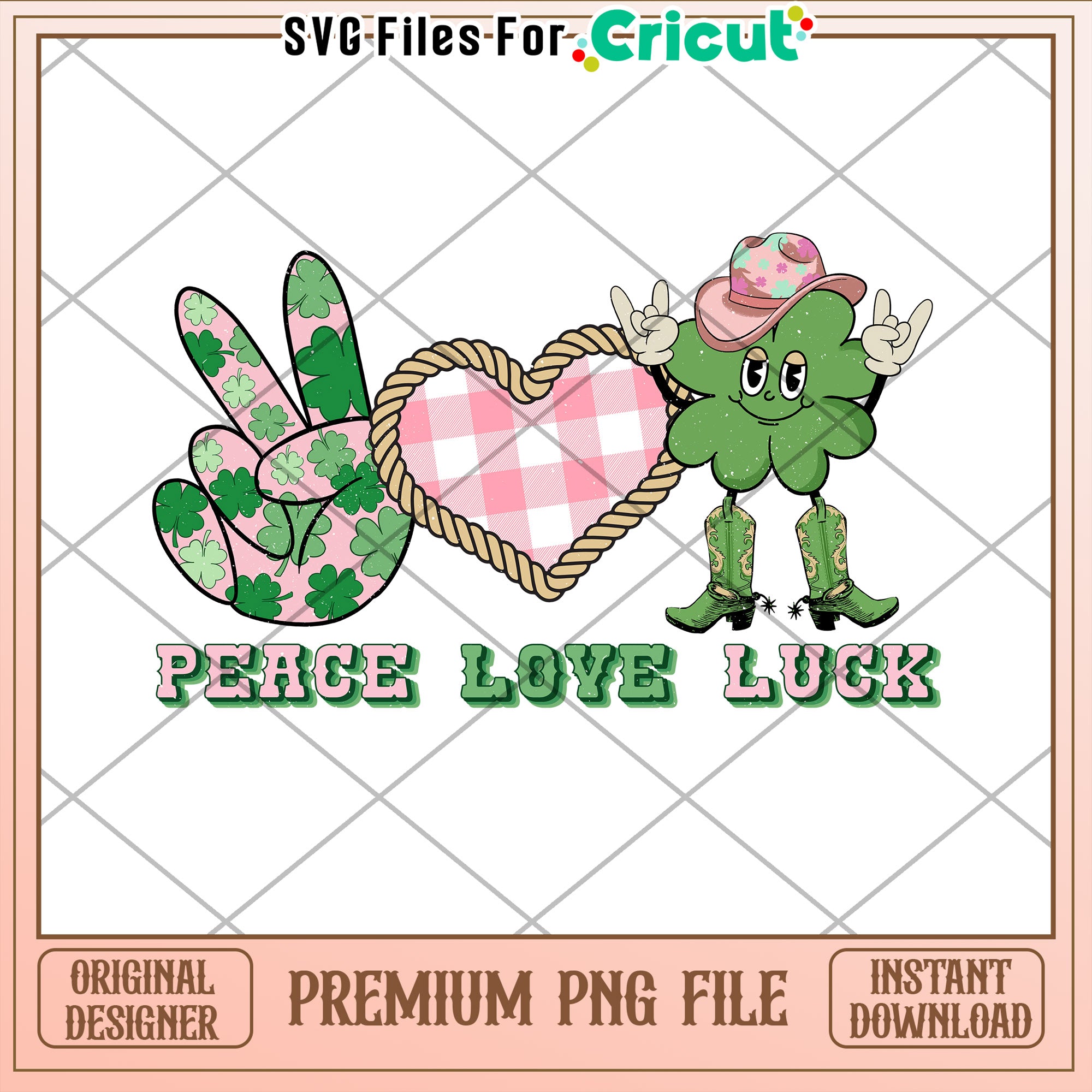 Peace Love Luck PNG Design Instant Download – svg files for cricut