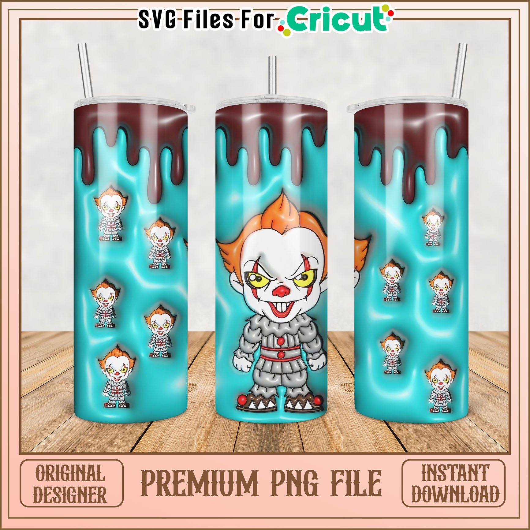 Pennywise Tumbler PNG Sublimation – svg files for cricut
