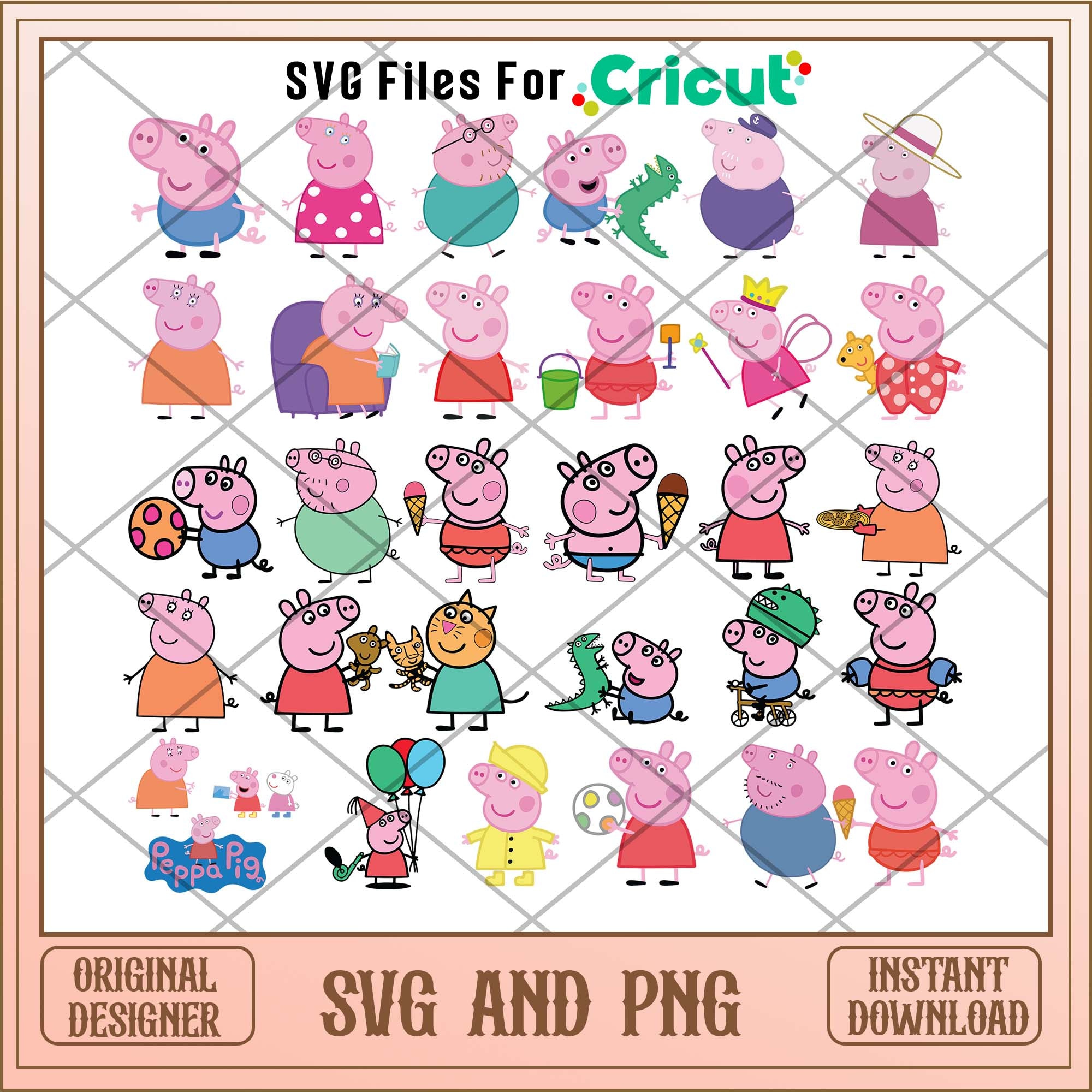 Peppa Pig Cute Pink SVG Mega Bundle – svg files for cricut