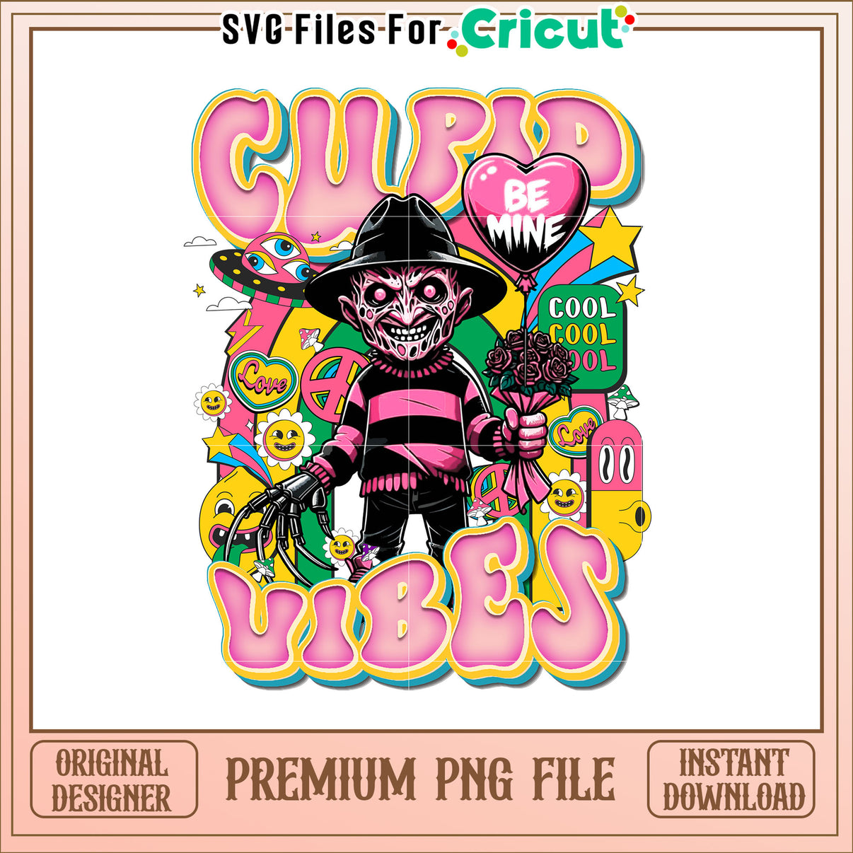 Pink Freddy Krueger Cute Vibes PNG – svg files for cricut