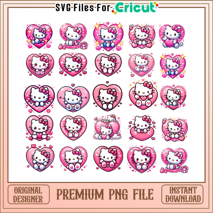 Pink heart hello kitty bundle png, valentines hello kitty png – svg ...