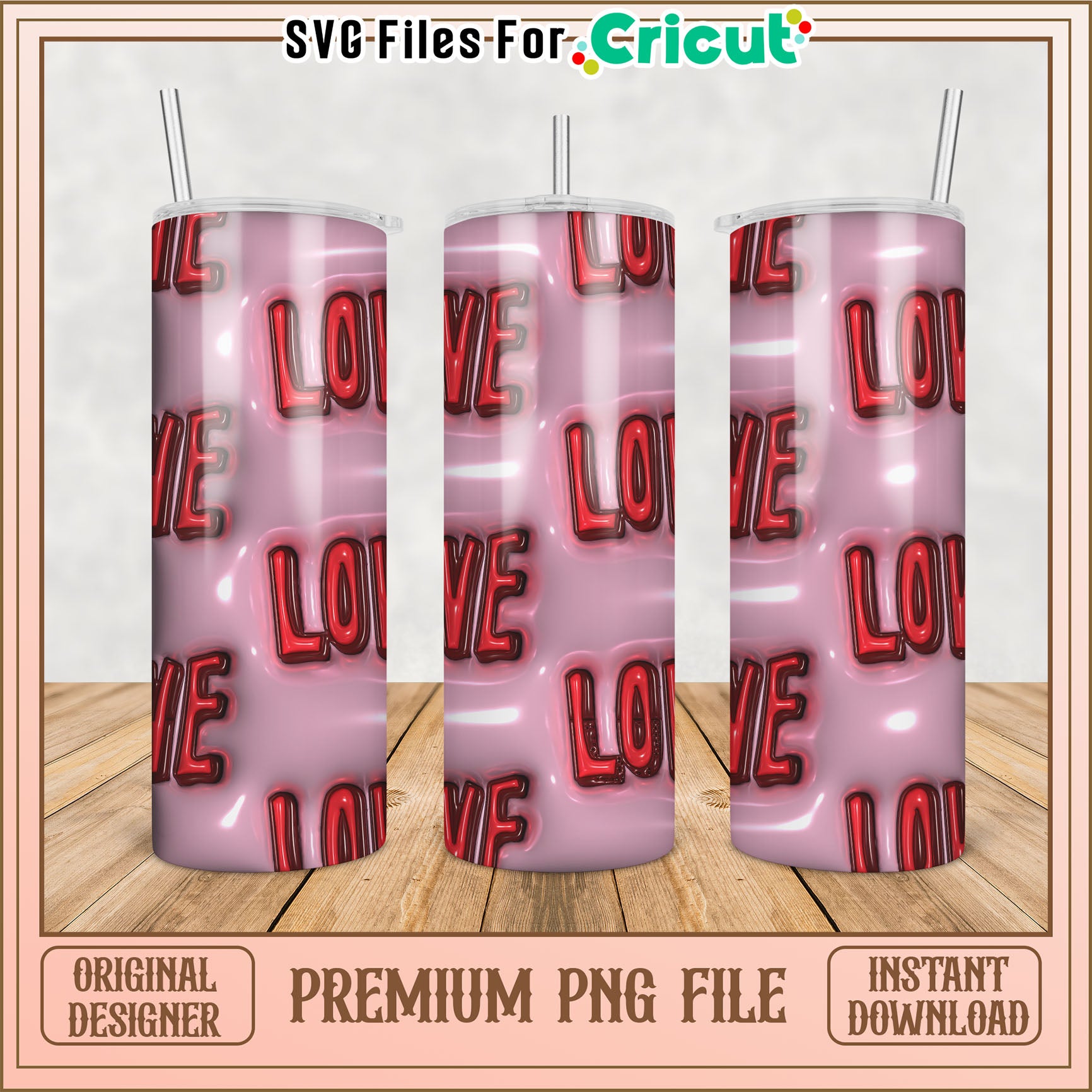 Pink Love Tumbler PNG Design – svg files for cricut