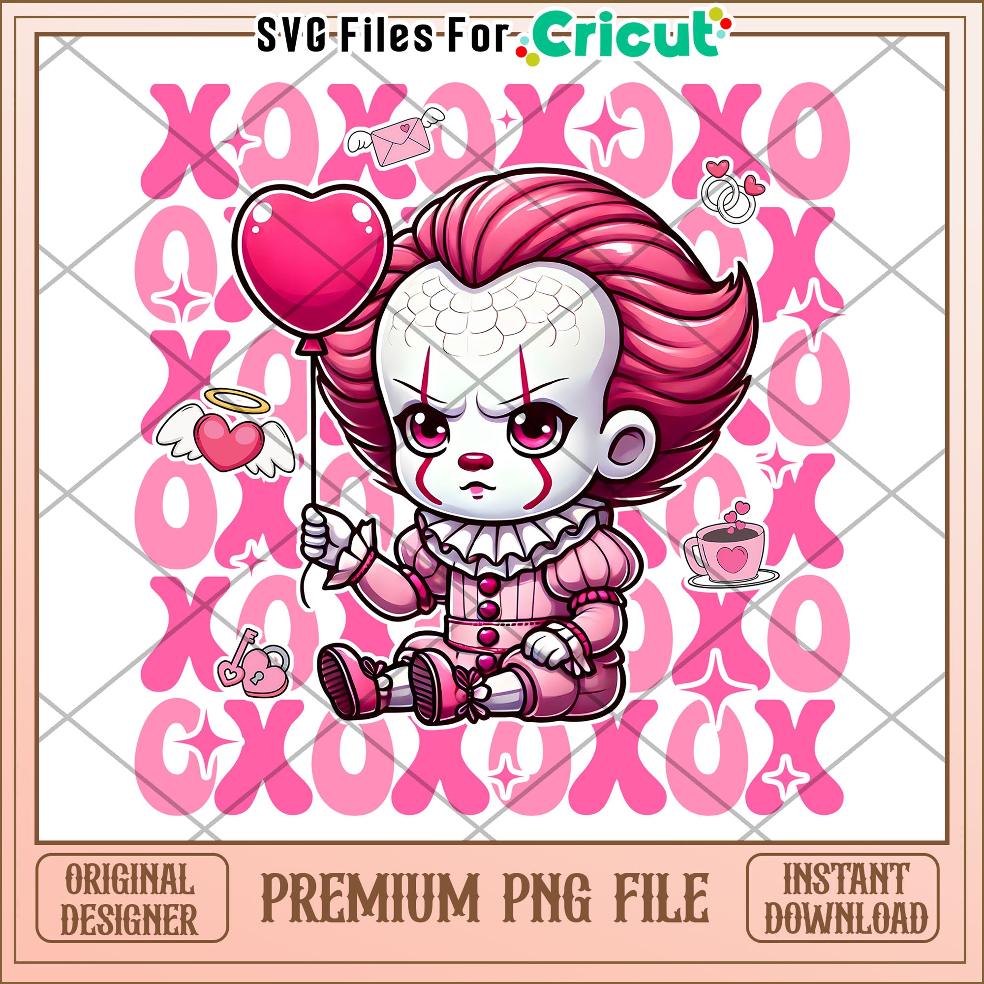 Pink Pennywise PNG Valentines Day Design – svg files for cricut