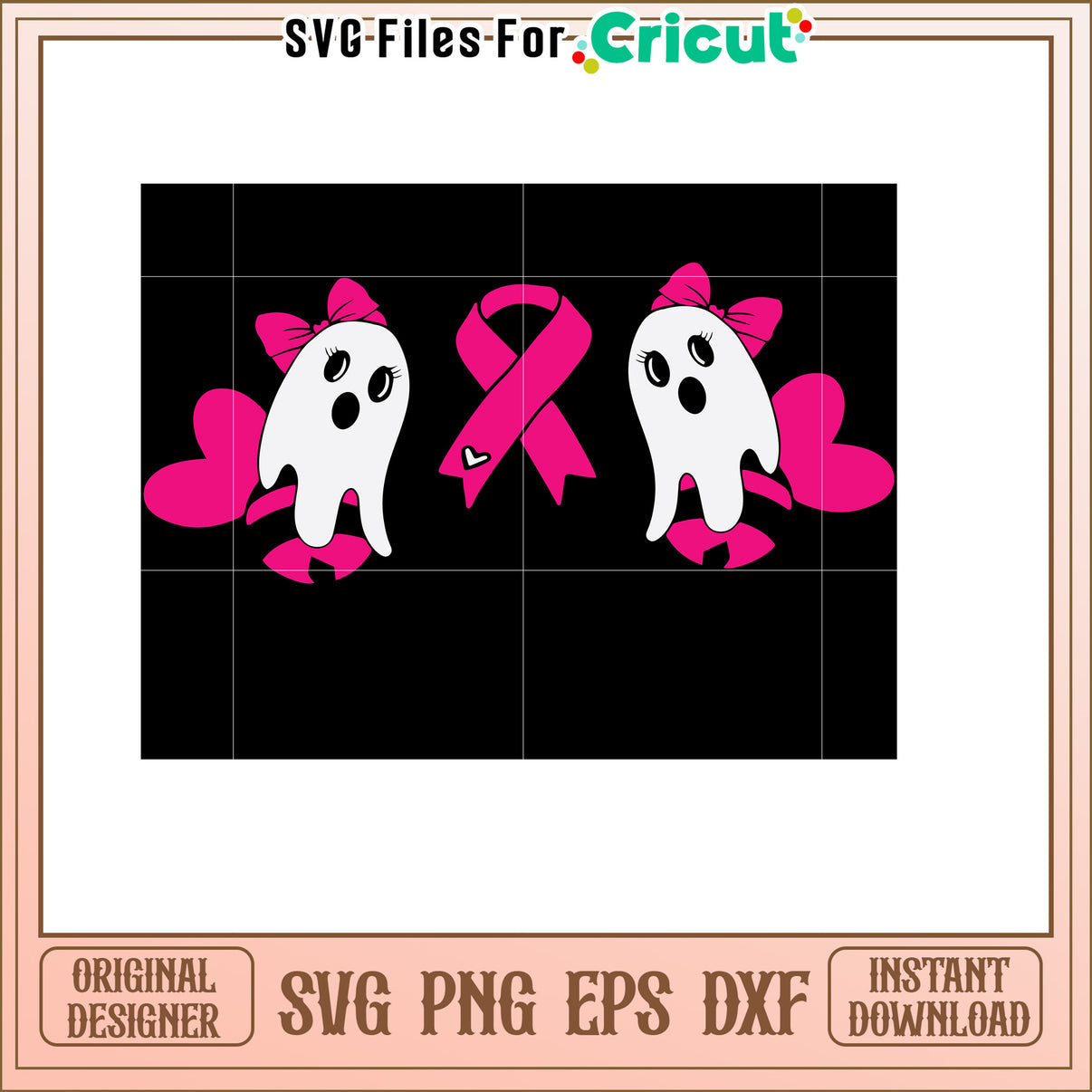 Pink Ribbon Ghosts SVG Cut File – svg files for cricut