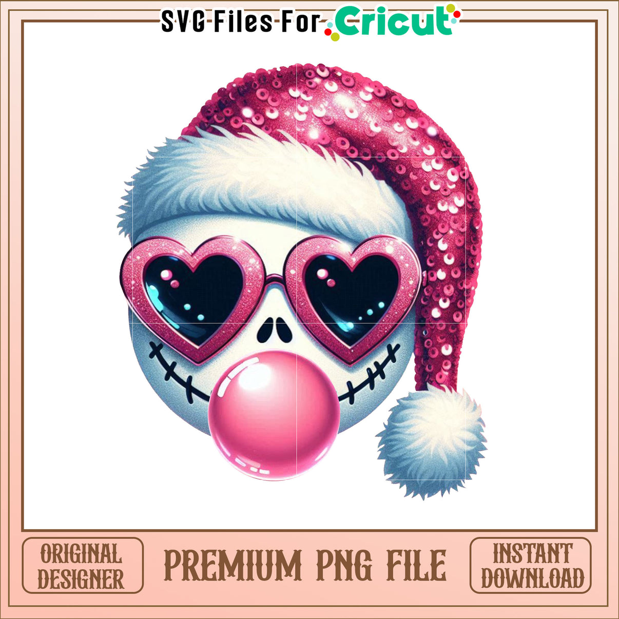 Pink Sequin Santa Jack Skellington PNG – svg files for cricut