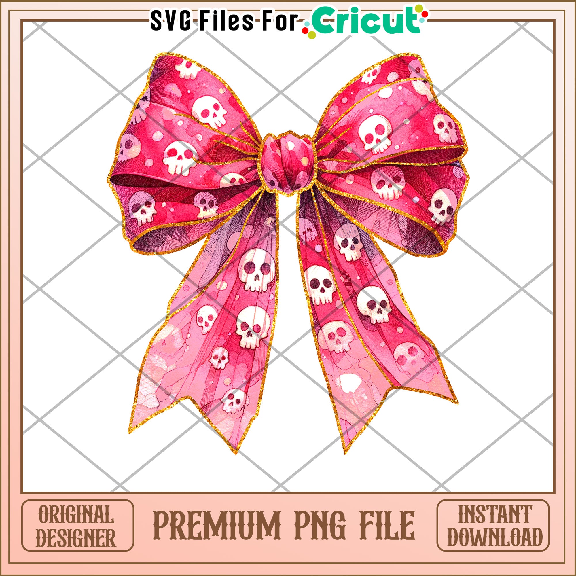 Pink Skull Bow PNG Instant Download – svg files for cricut