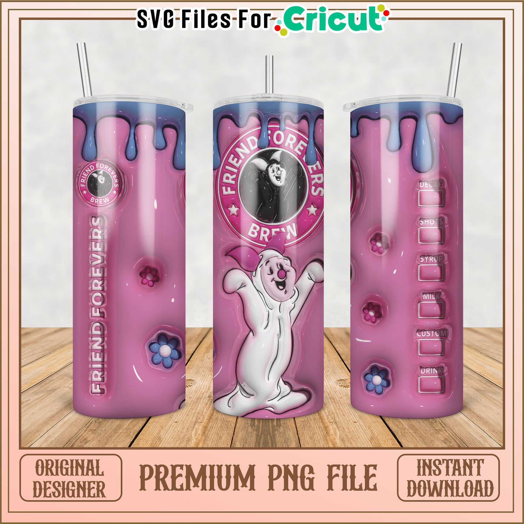 Pink Tumbler PNG Sublimation Design – svg files for cricut