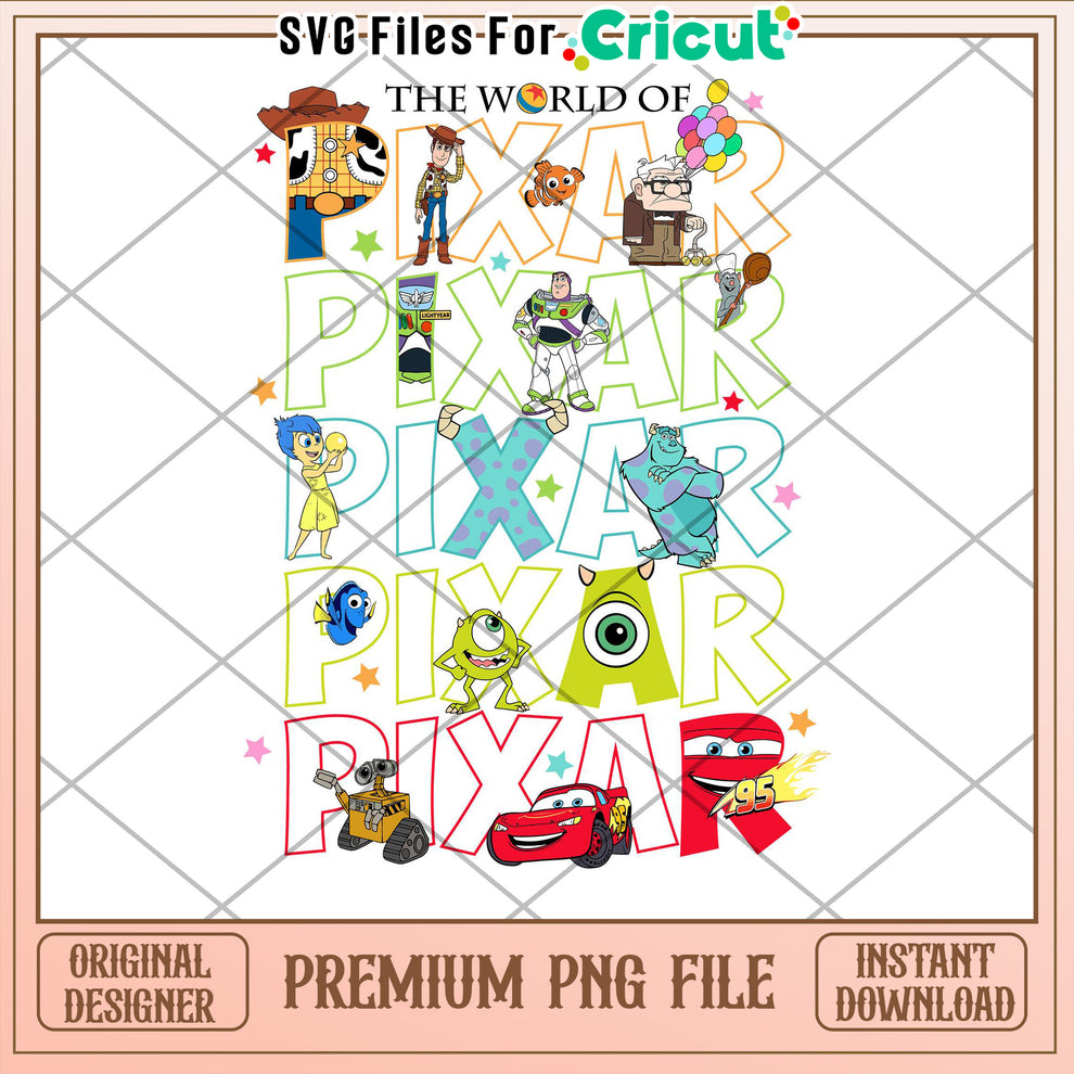 Pixar Characters PNG Design Download – svg files for cricut