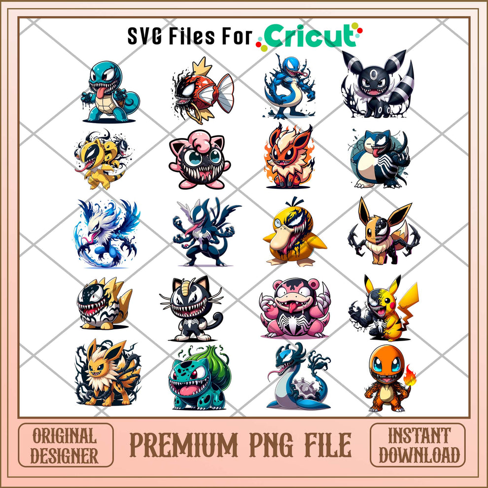 Pokemon Venom Chibi png bundle, Pokemon Marvel Chibi bundle – svg files ...
