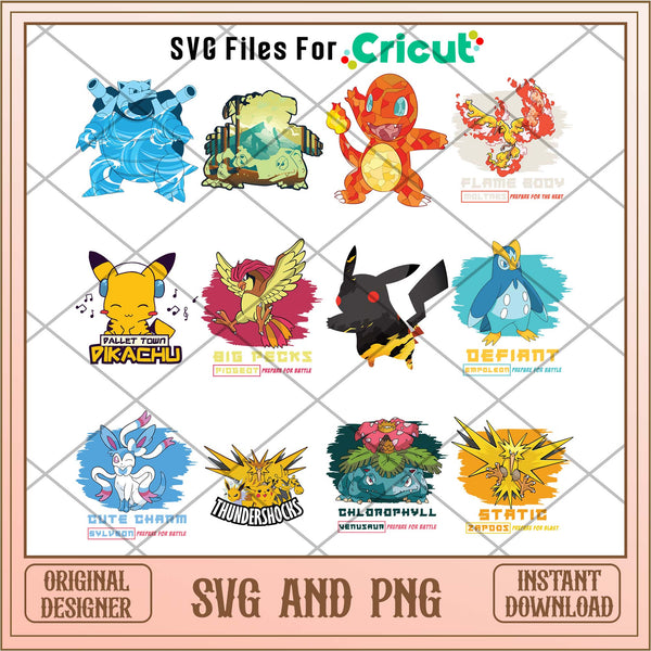Anime Pokemon svg bundle, Pokemon characters bundle - Svgfileforcricut ...