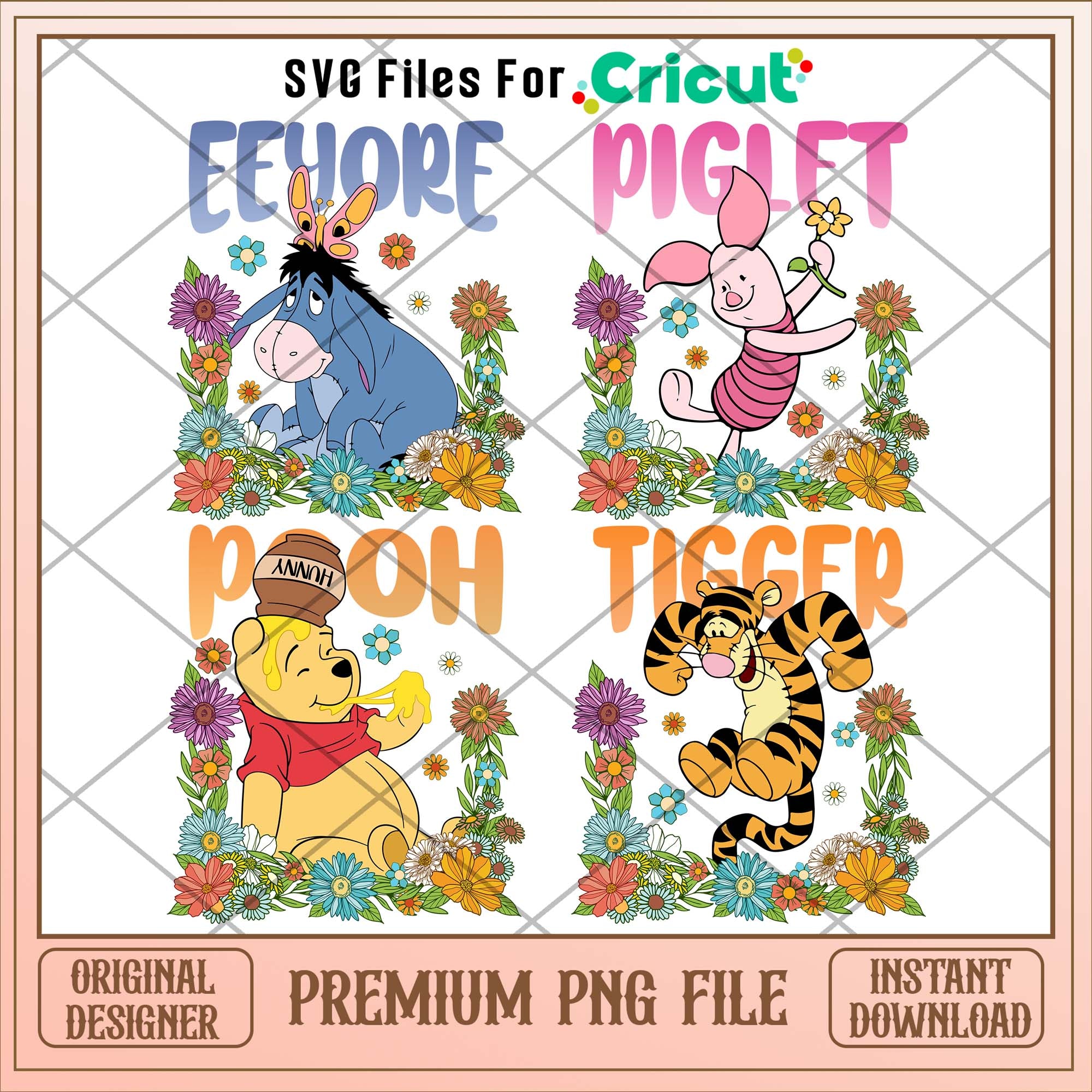 Winnie the Pooh characters name png bundle – svg files for cricut