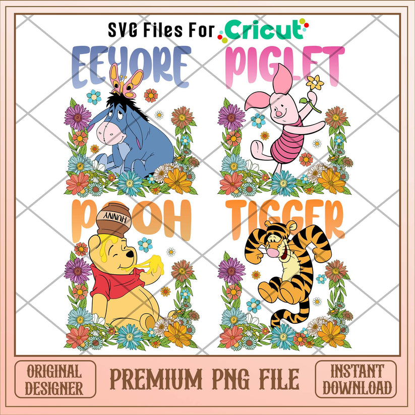 Winnie the Pooh characters name png bundle – svg files for cricut