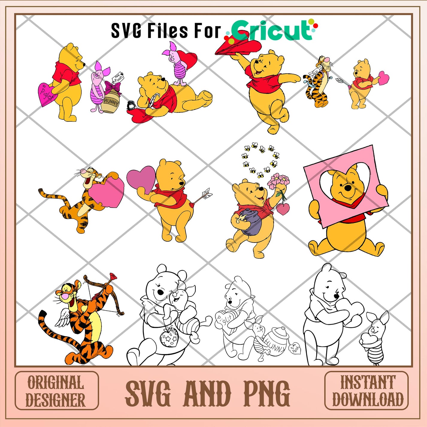 Winnie the Pooh valentines svg bundle ver 3 – svg files for cricut