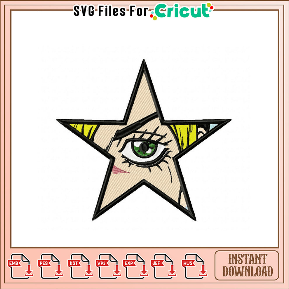 Pop Art Eye Star Embroidery Design Instant Download – svg files for cricut