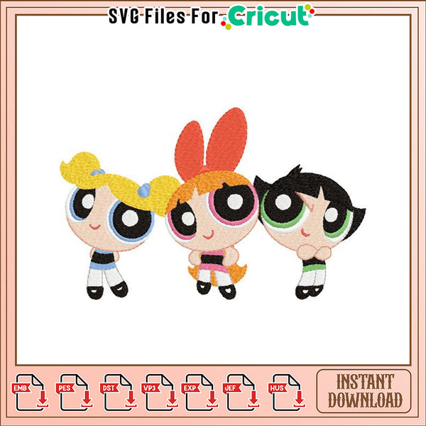 Powerpuff Girls Embroidery Design Instant Download – svg files for cricut