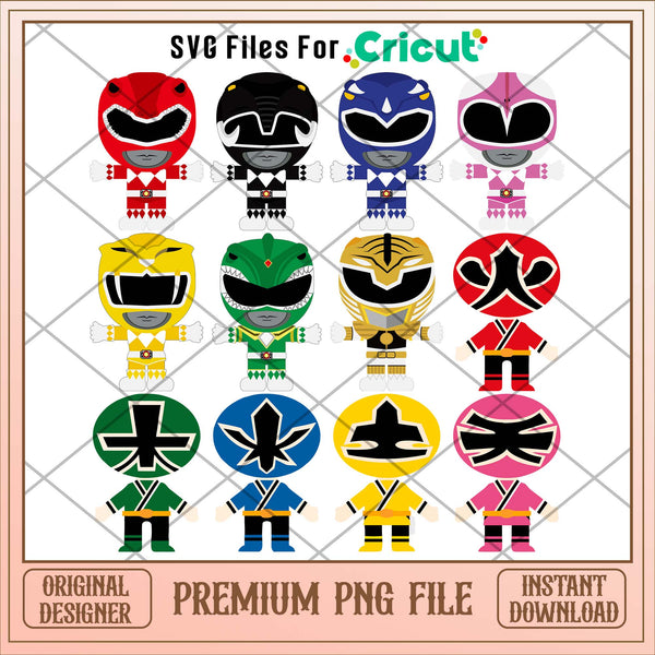 Power rangers characters png bundle – svg files for cricut