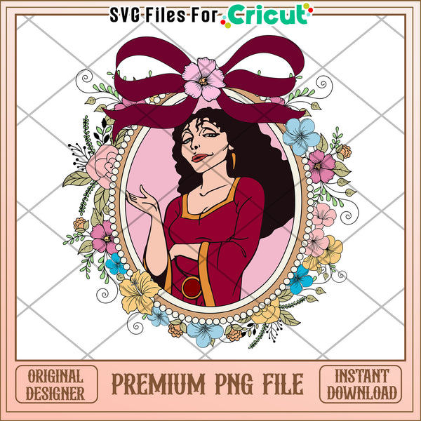 Premium PNG File of Elegant Lady with Floral Frame, Instant Download ...