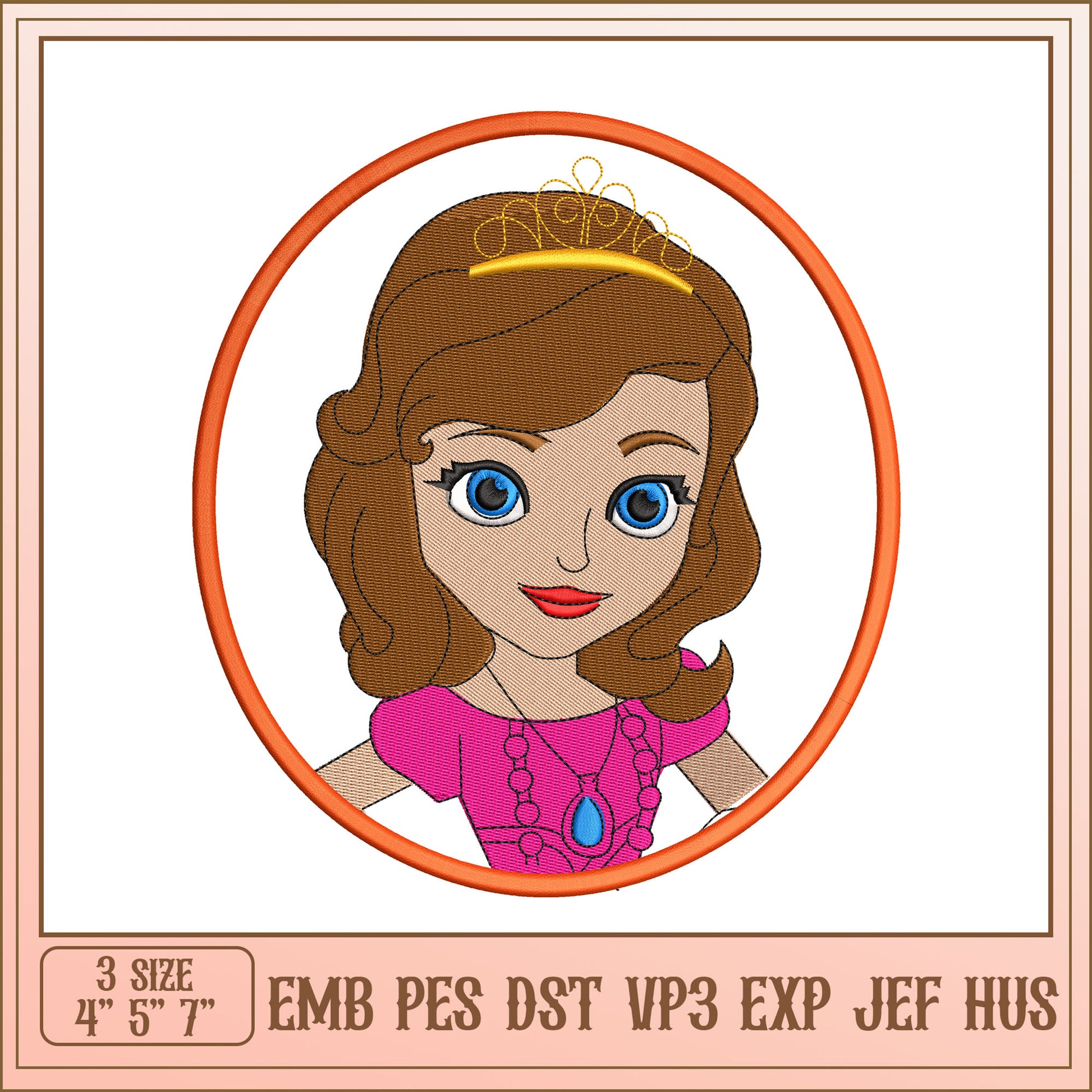 Princess Embroidery Design 4x7 Inch – svg files for cricut