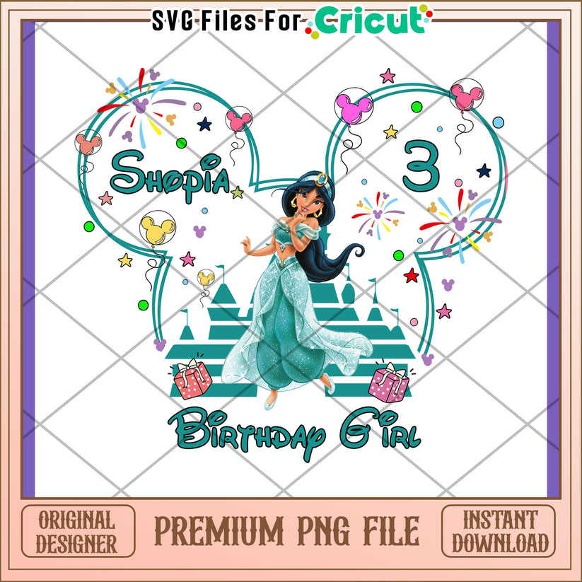 Princess Jasmine 3rd Birthday PNG – svg files for cricut