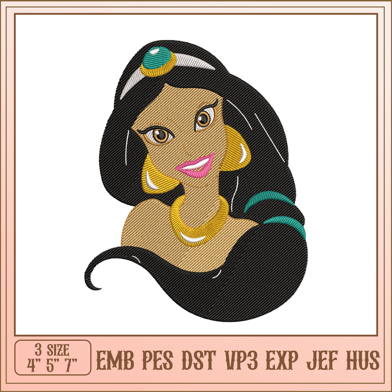 Princess Jasmine Embroidery Design – svg files for cricut
