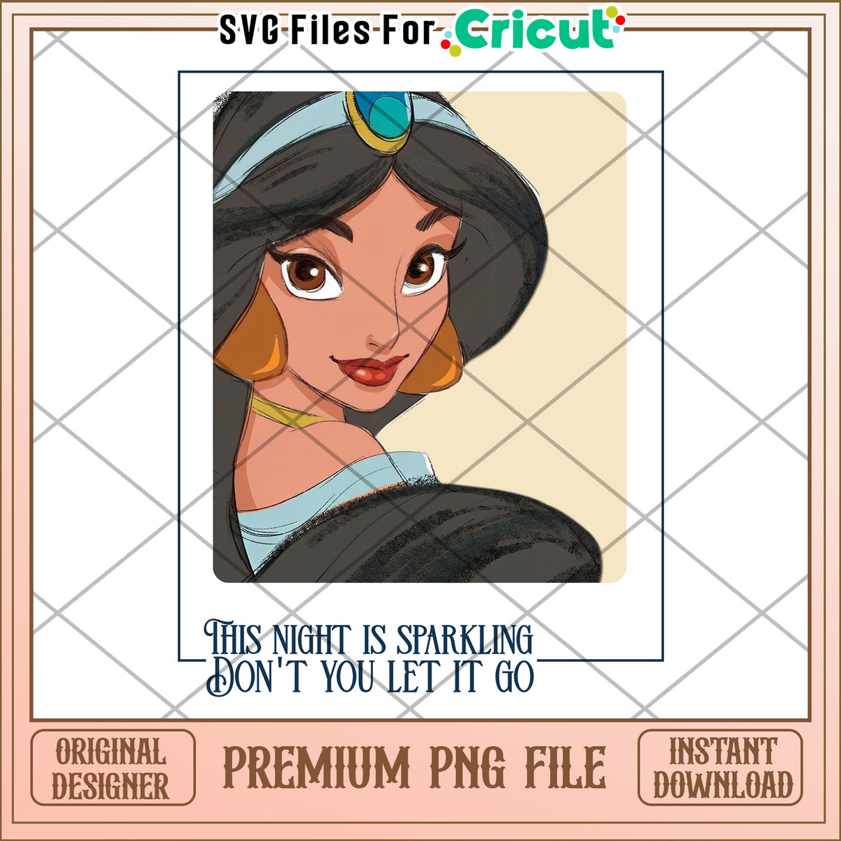 Princess Jasmine PNG Sparkling Night Art – svg files for cricut