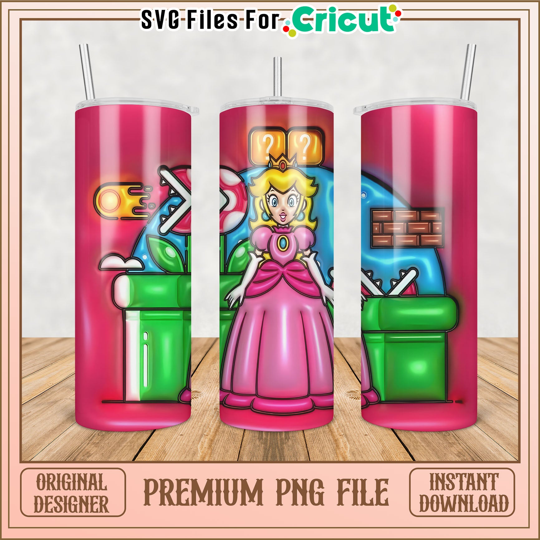 Princess Peach Tumbler PNG – svg files for cricut