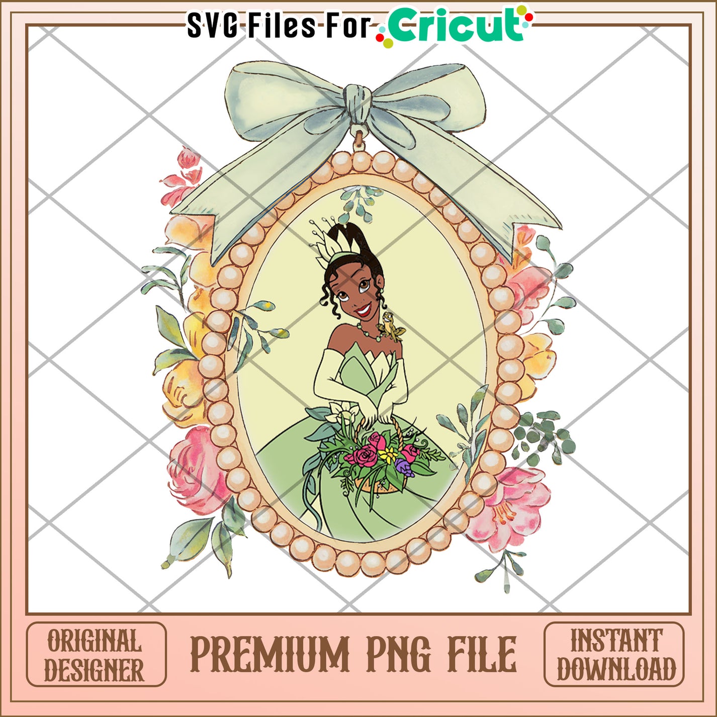 Princess Tiana PNG Floral Frame – svg files for cricut