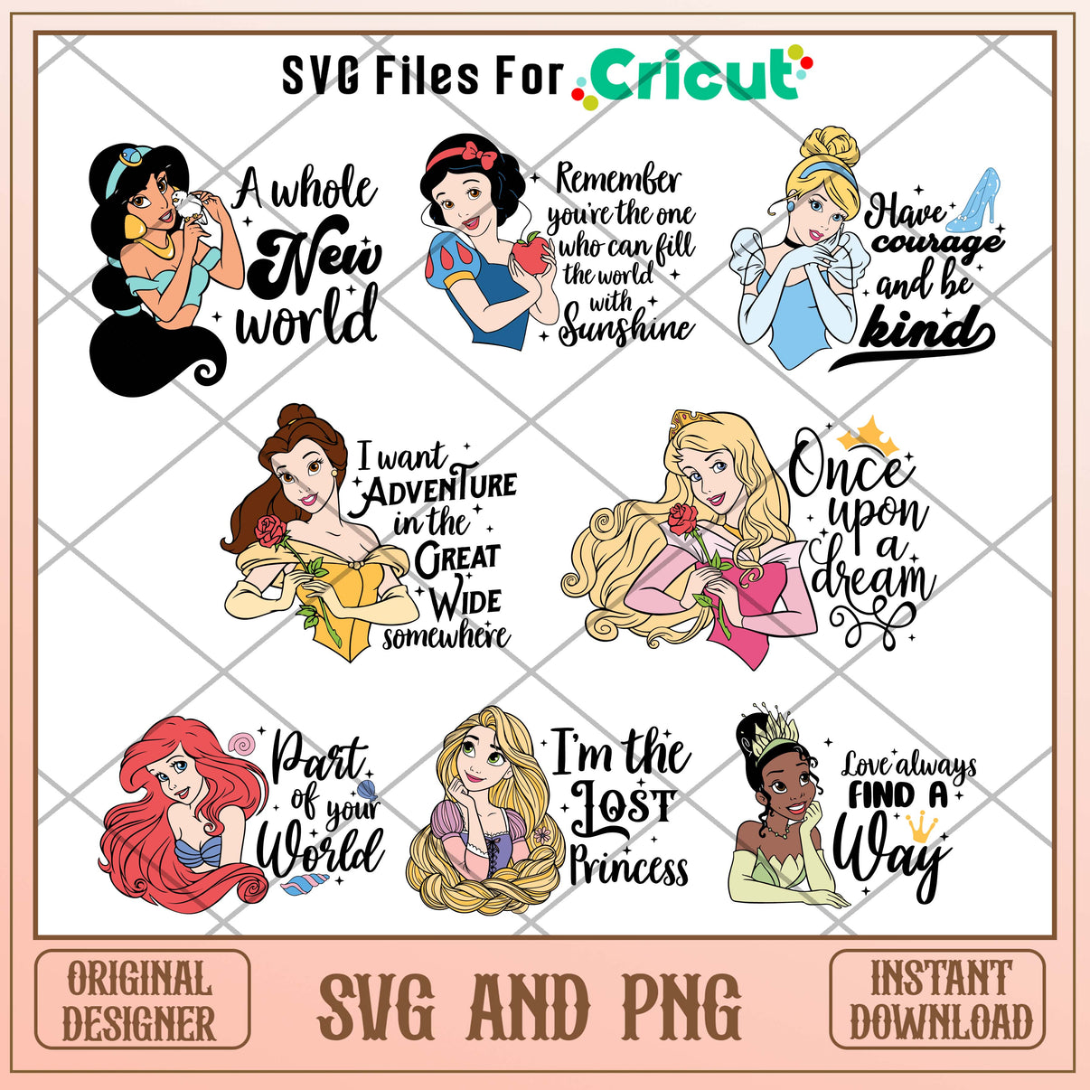 Disney Princess quotes svg bundle – svg files for cricut