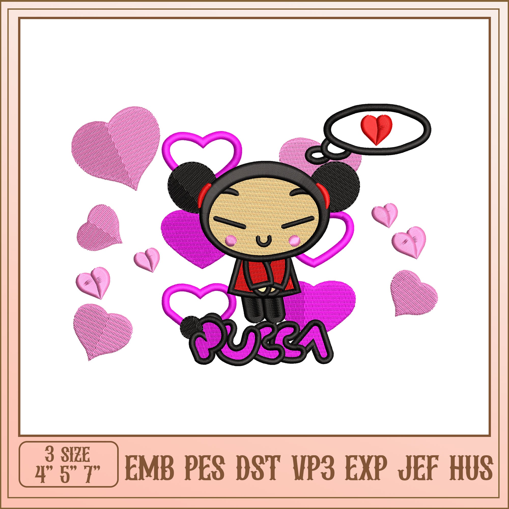 Pucca Embroidery Design 3 Sizes EMB PES DST – svg files for cricut