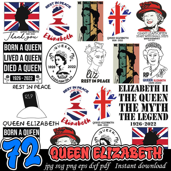 Queen Elizabeth Bundle, England Queen Elizabeth bundle – svg files for ...
