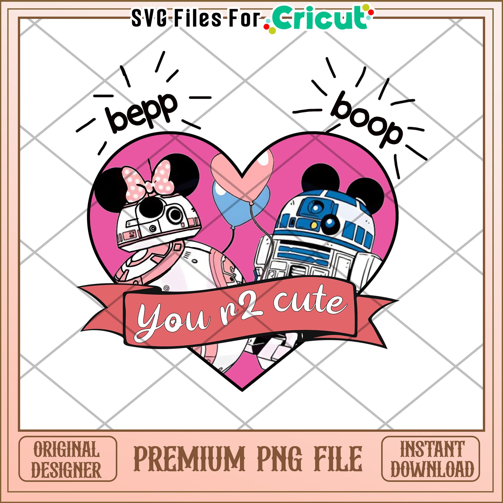 R2D2 Minnie Mouse PNG Love Design – svg files for cricut