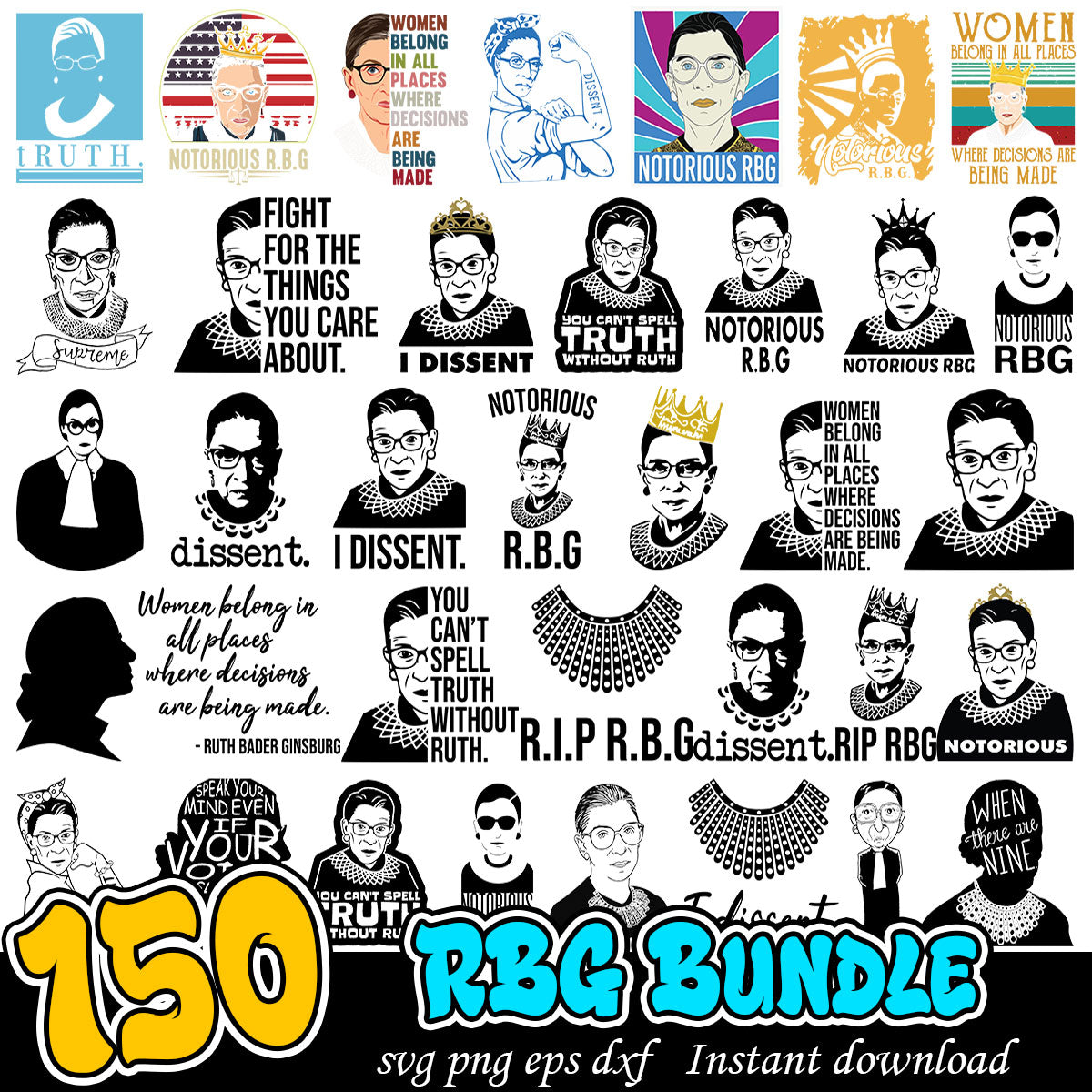 RBG Bundle Svg, Ruth Bader Ginsburg svg bundle – svg files for cricut