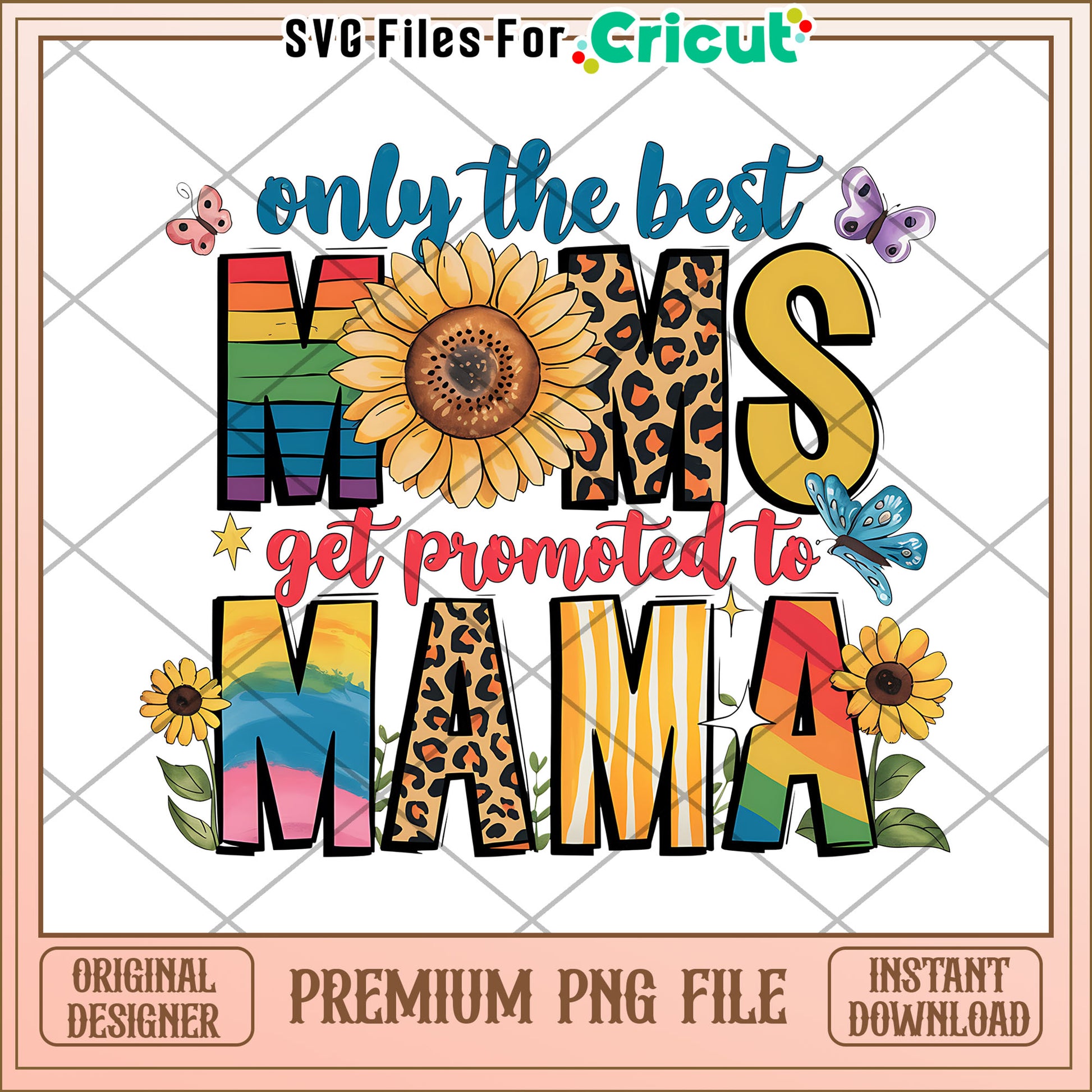 Rainbow Mama PNG Promoted Mom Design – svg files for cricut