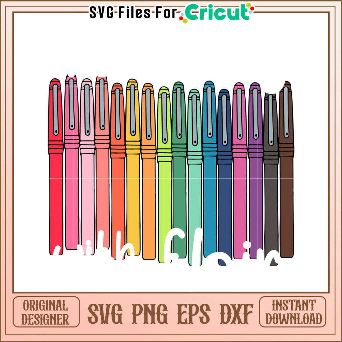 Rainbow Pens SVG Cut File Instant Download – svg files for cricut