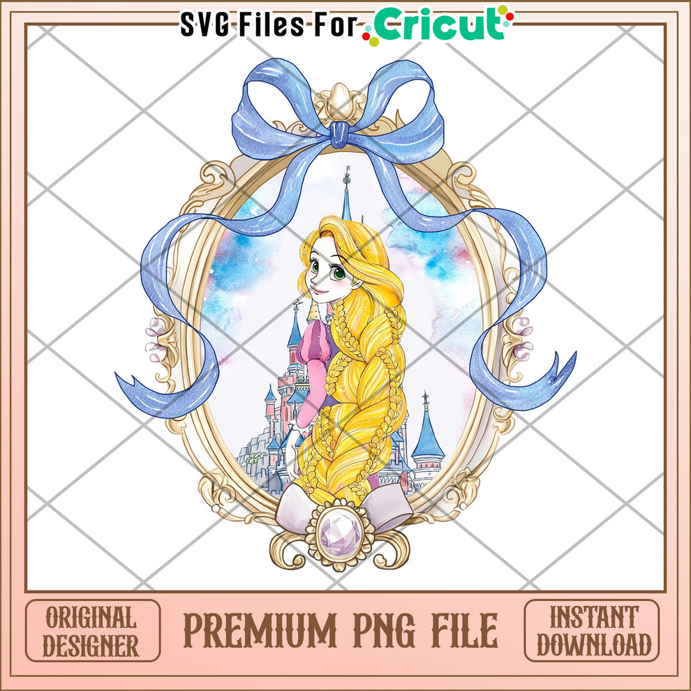 Rapunzel Princess Watercolor PNG Castle Frame – svg files for cricut