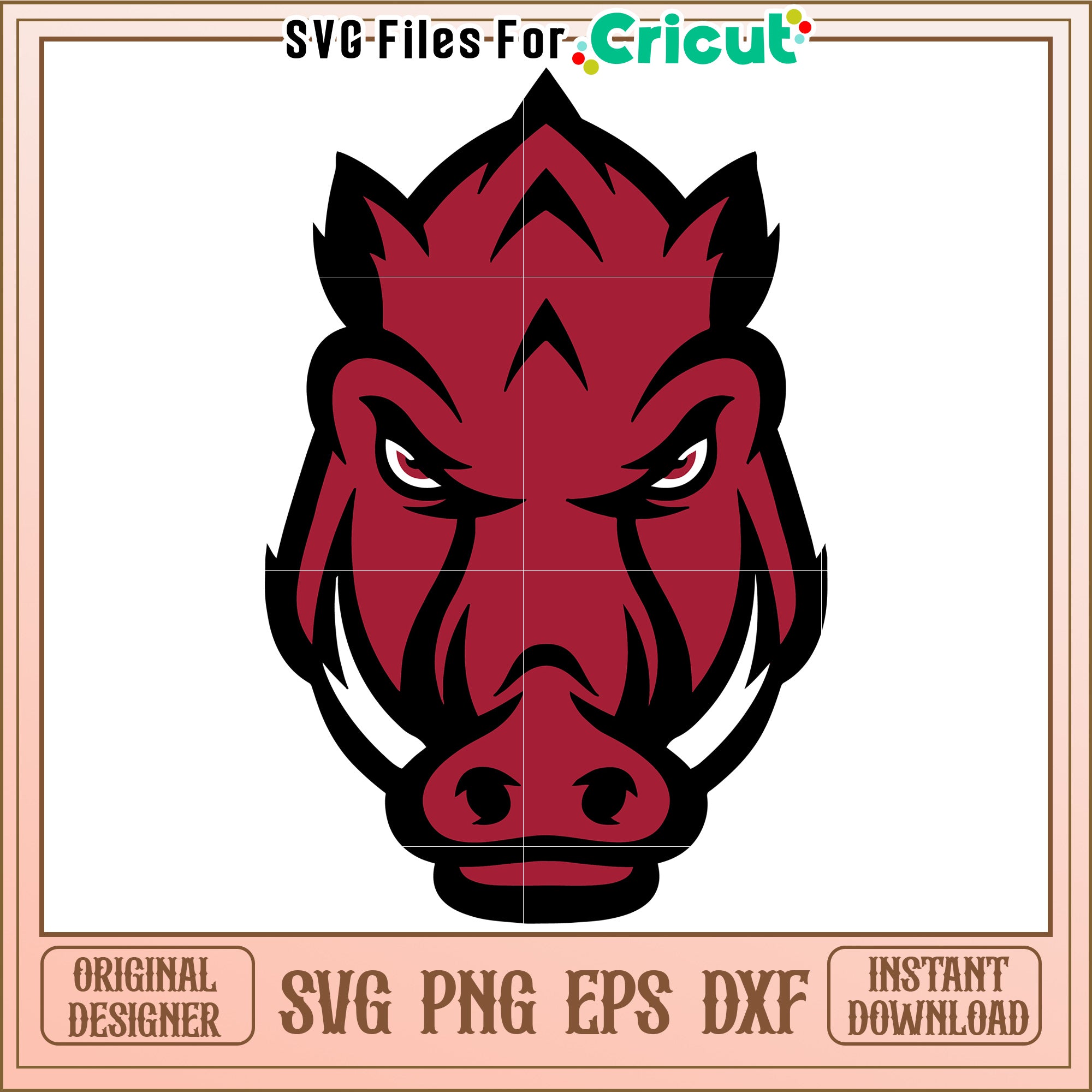 Razorback Boar Head SVG Design for Cricut, Perfect for Team Spirit Pro ...