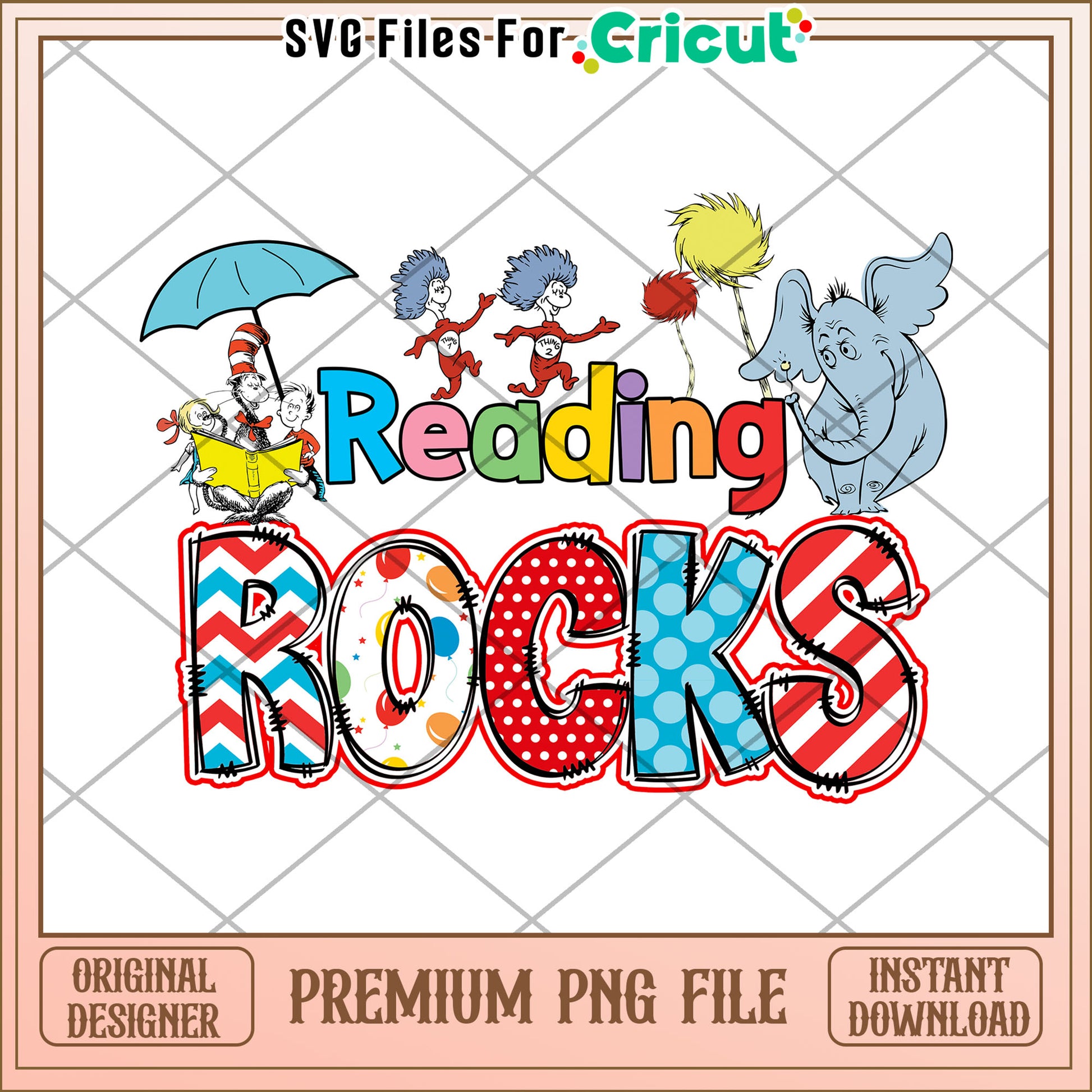 Reading Rocks PNG Seuss Design – svg files for cricut