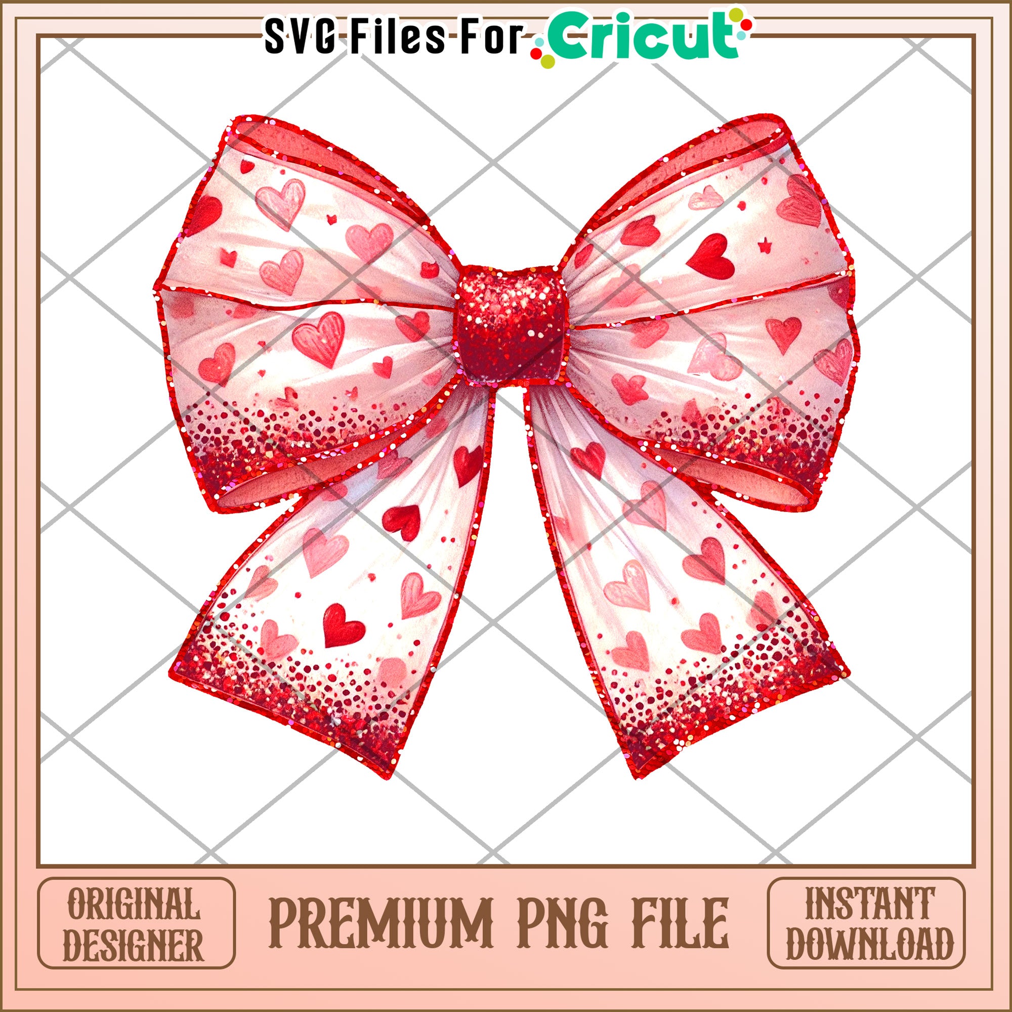 Red Glitter Heart Bow PNG – svg files for cricut