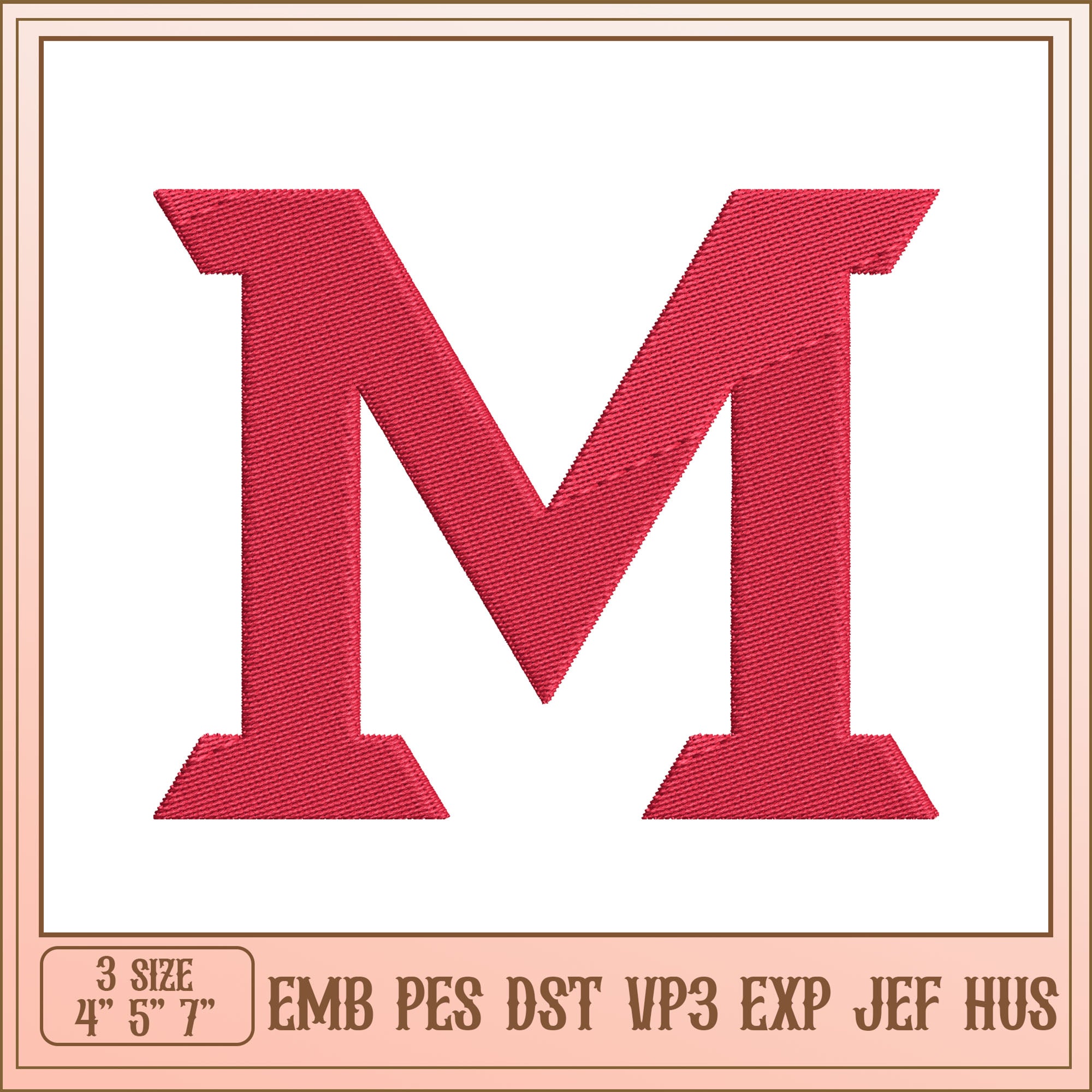 Red Letter M Embroidery Design in Three Sizes for Projects – svg files ...